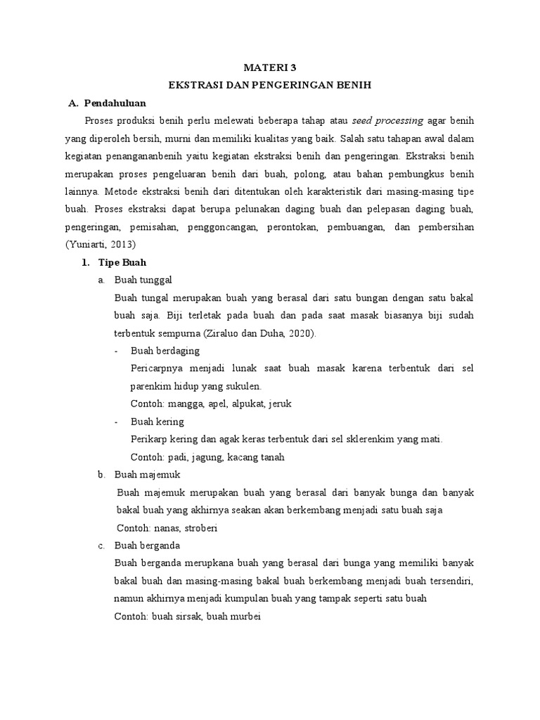 TPB MATERI 3 - Ekstraksi Dan Pengeringan Benih | PDF
