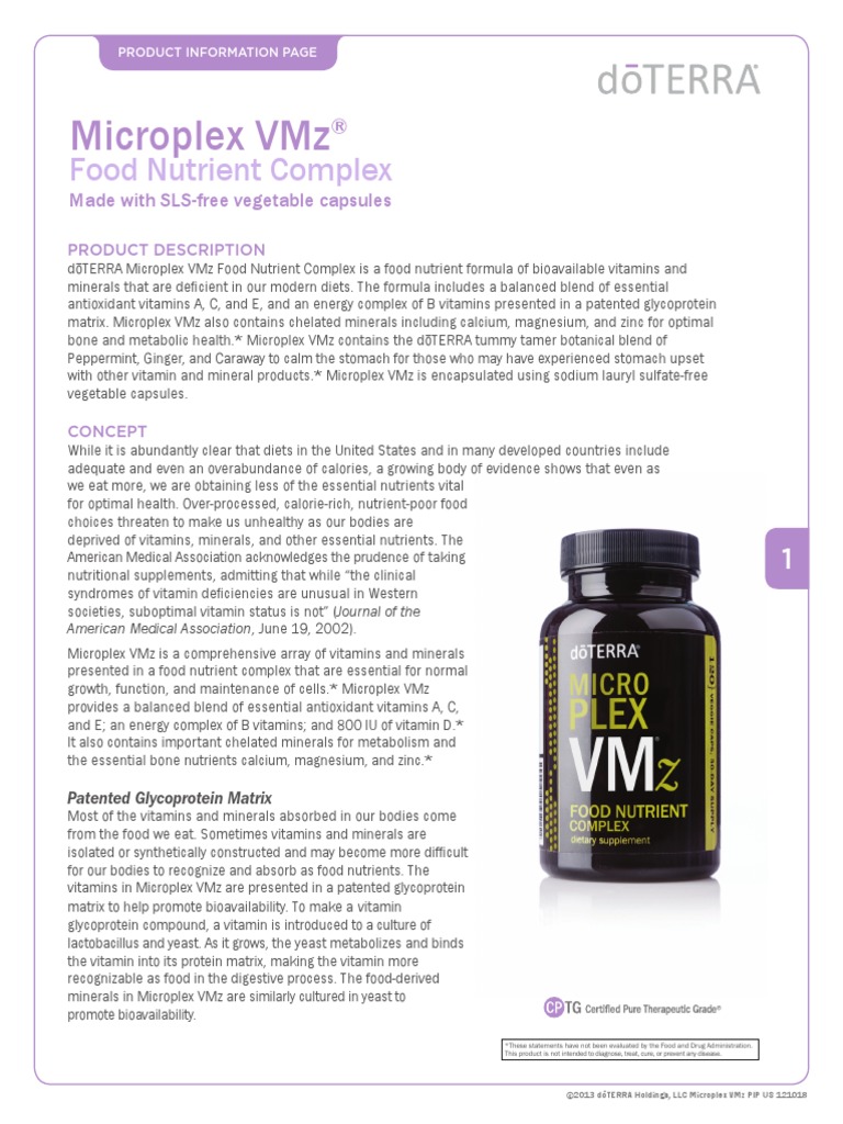Doterra Microplex VMZ | Download Free PDF | Vitamin | Nutrients