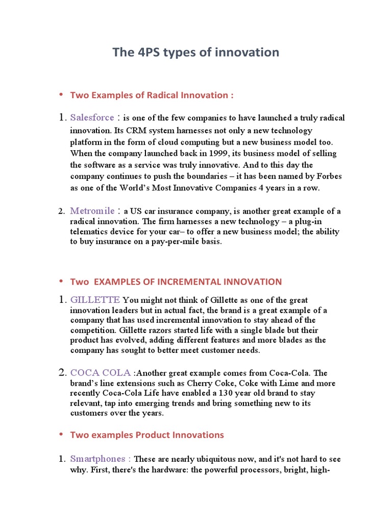 The 4PS Types of Innovation | PDF
