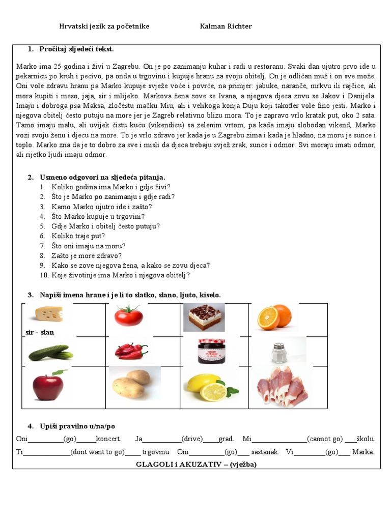 Hrvatski Za Strance - Zadatak | PDF