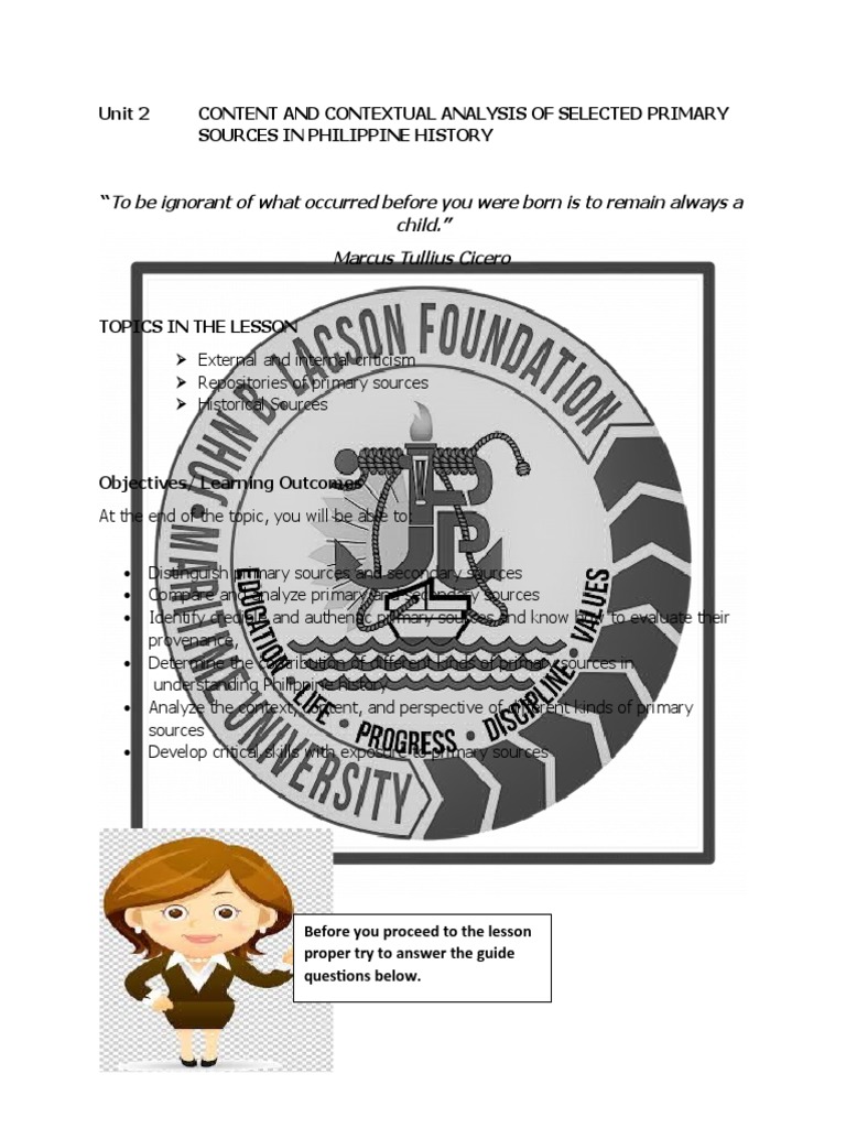 Analyzing Primary Sources in Philippine History: Developing Critical ...