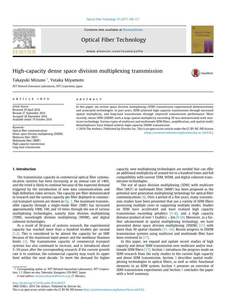 High-Capacity Dense SDM Transmission | PDF | Optical Fiber | Multiplexing