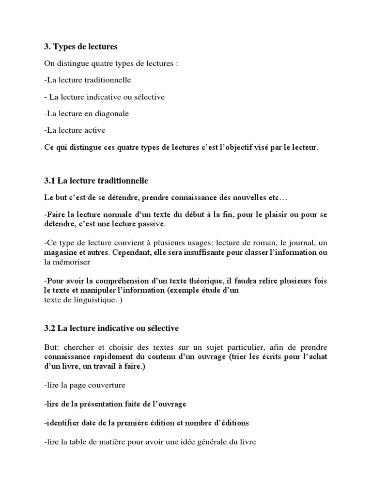 Types de lecture : Guide pratique | PDF