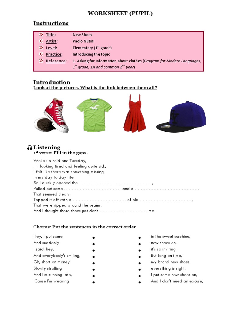 Worksheet (Pupil) Instructions | PDF