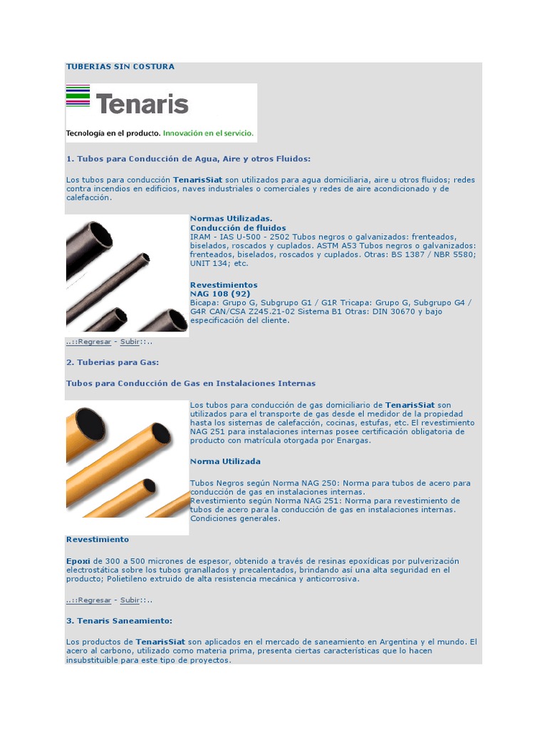 Tubos Sin Costura Tenaris Productos Y Usos Pdf
