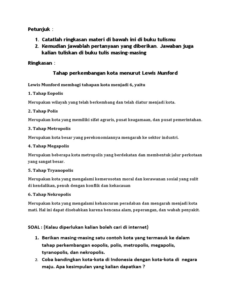 Materi 6 Tahap Perkembangan Kota | PDF