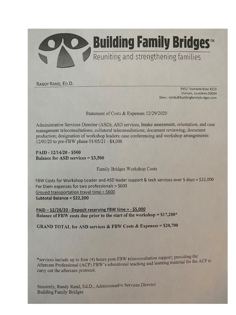Building Family Bridges Invoice | PDF