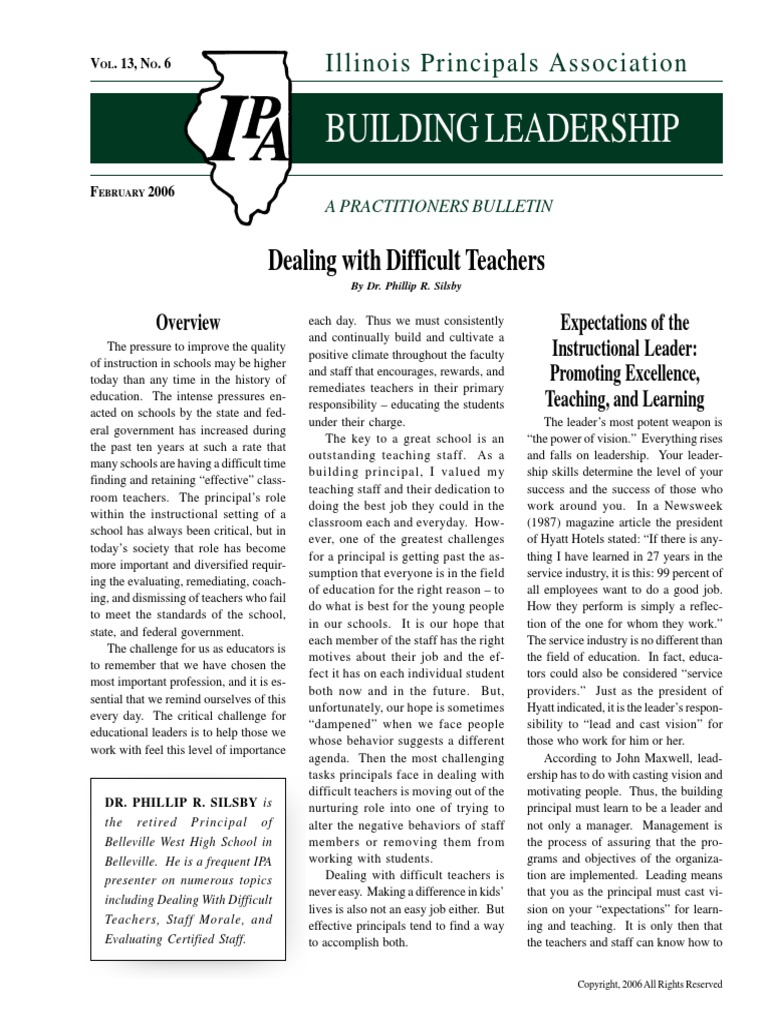 Dealing With Difficult Teachers | PDF | Teachers | Leadership
