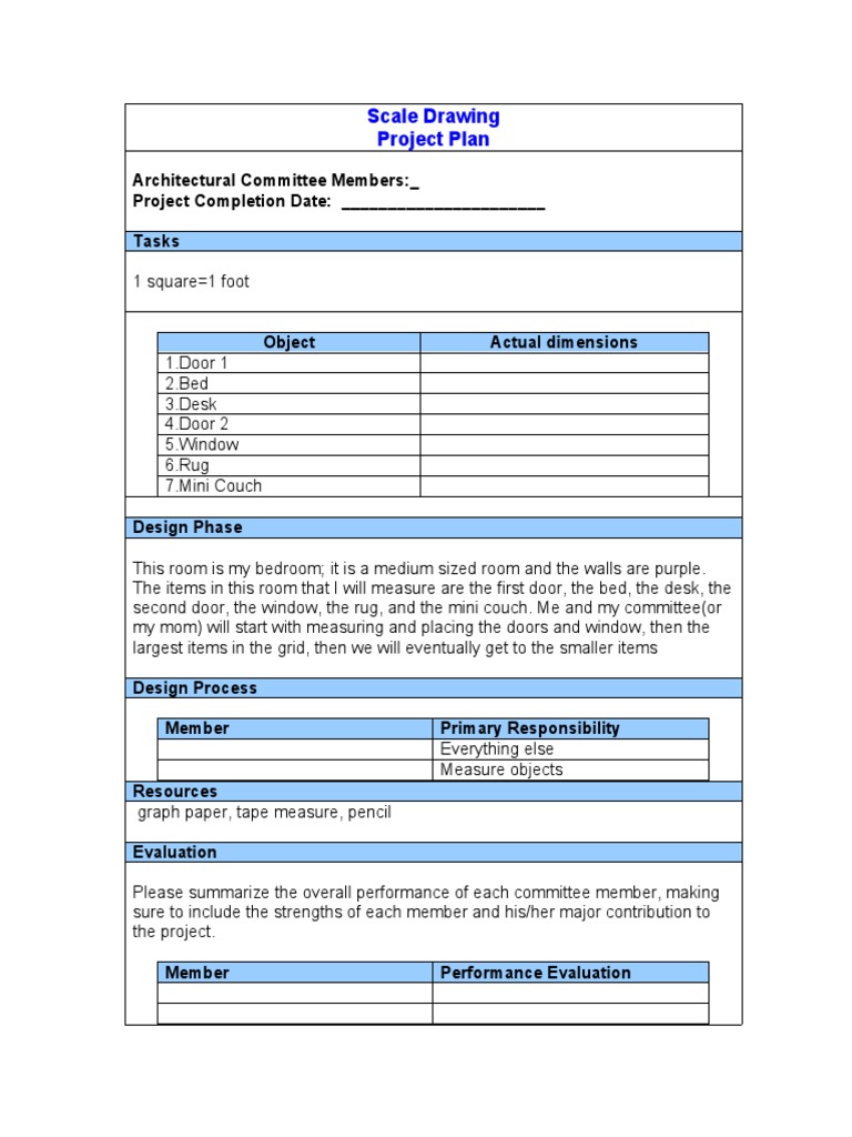 Scale Drawing Project Plan: Architectural Committee Members: - Project ...