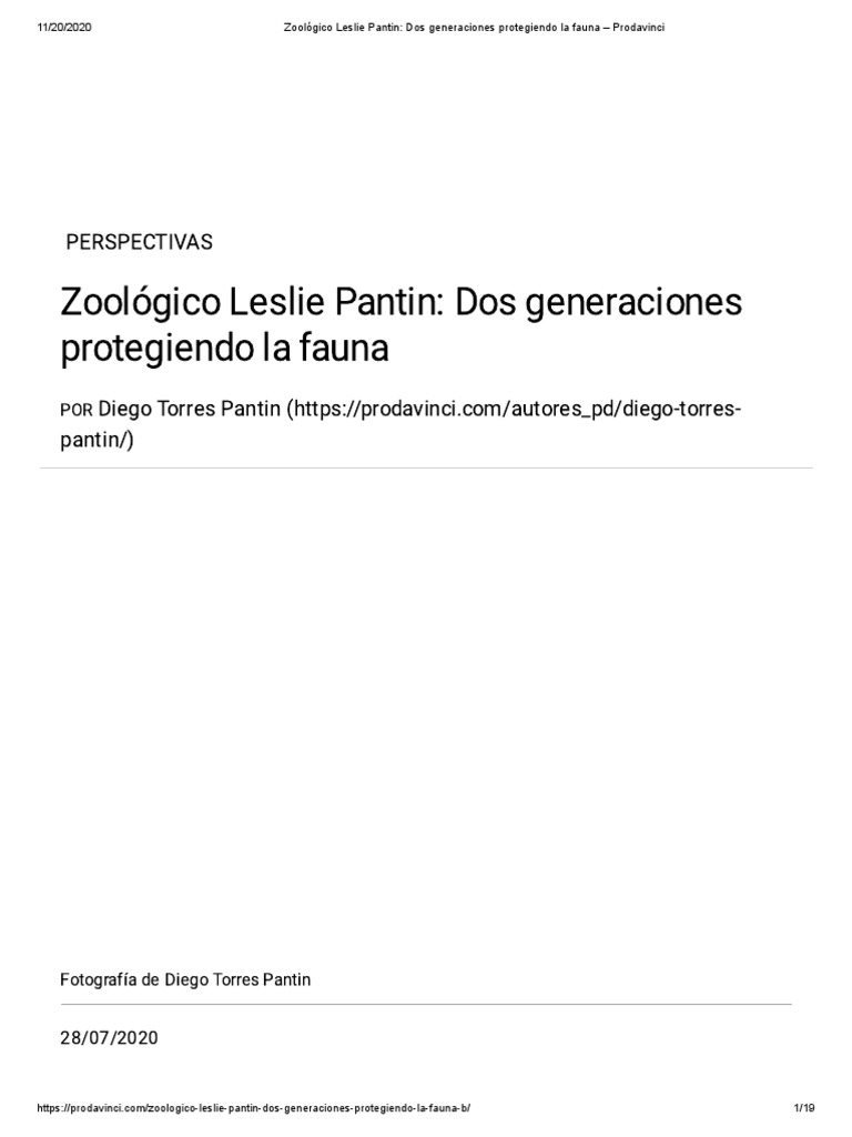 Zoológico Leslie Pantin - Dos Generaciones Protegiendo La Fauna ...
