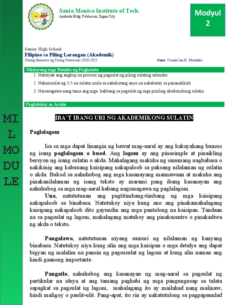 Filipino MODULE - 2 - New | PDF