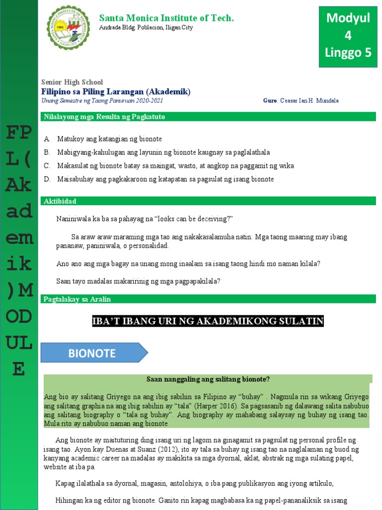 Filipino MODULE - 4 | PDF