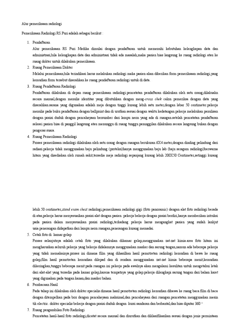 Alur Pemeriksaan Radiologi | PDF