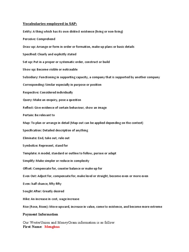 SAP Vocabulary Learning Guide | PDF