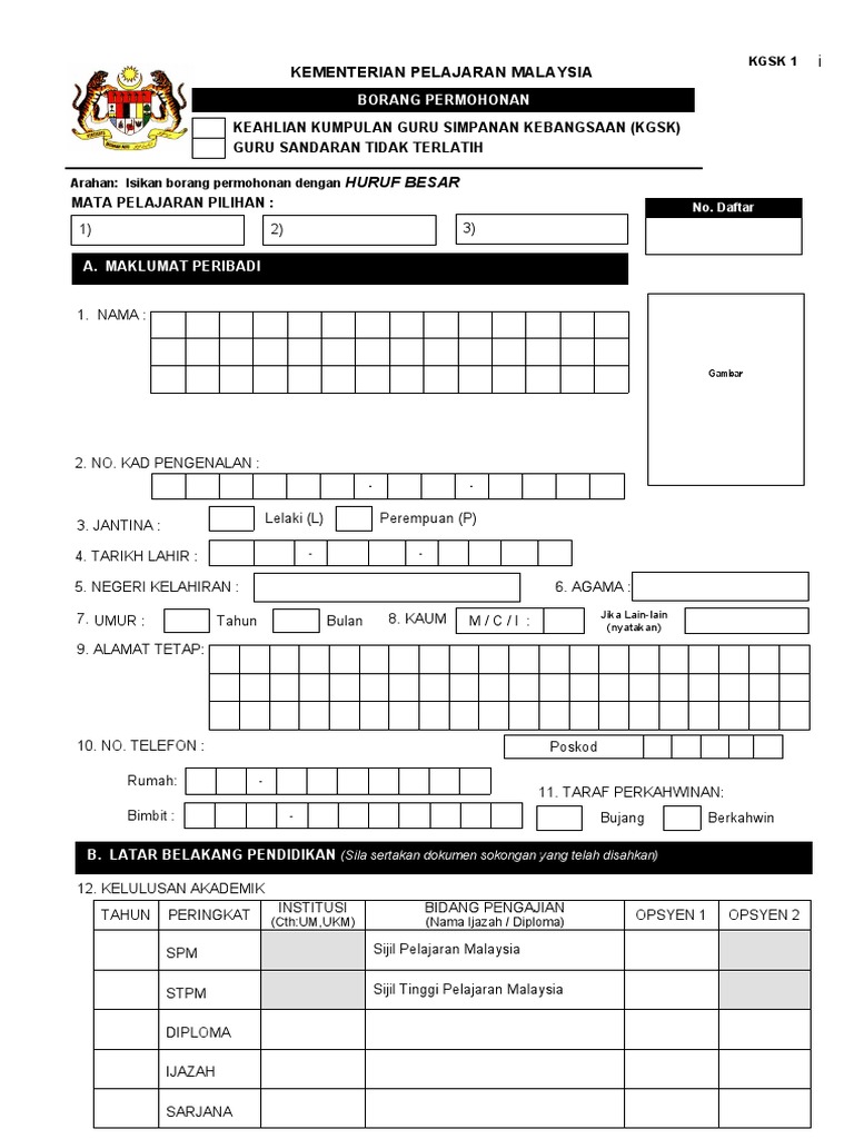 Borang Permohonan Guru Ganti Kelantan 2019 - historyploaty
