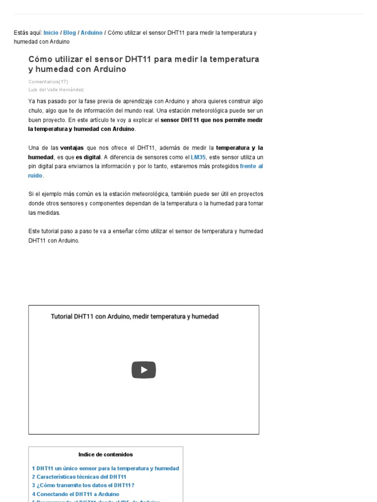Cómo Utilizar El DHT11 para Medir La Temperatura y Humedad Con Arduino ...