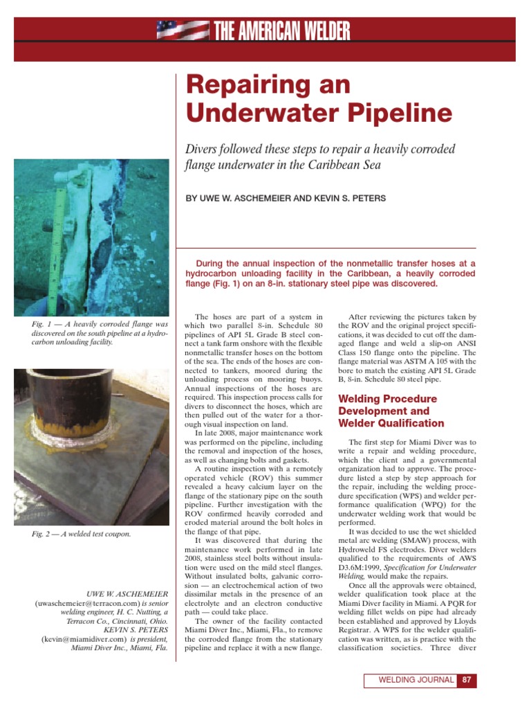 Repairing An Underwater Pipeline | PDF | Welding | Construction