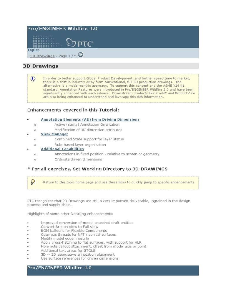 3D Drawings: Pro/ENGINEER Wildfire 4.0 | PDF | Software | Computing