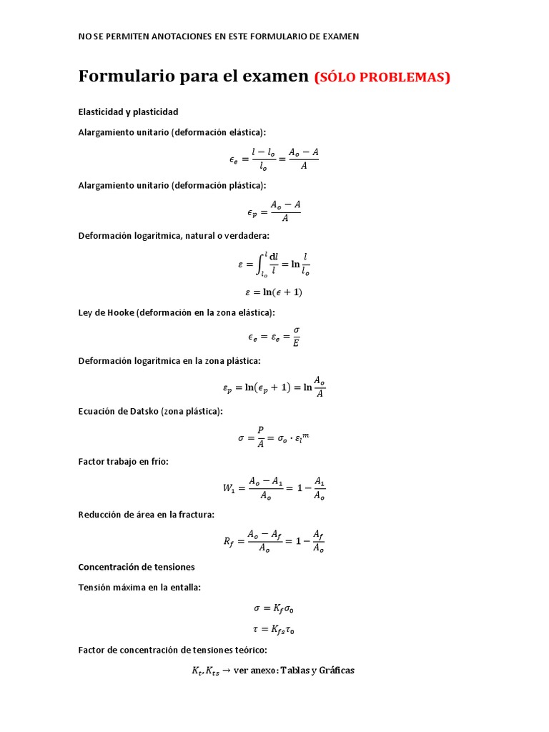 Formulario CyDMI | PDF | Fatiga (material) | Estrés (Mecánica)