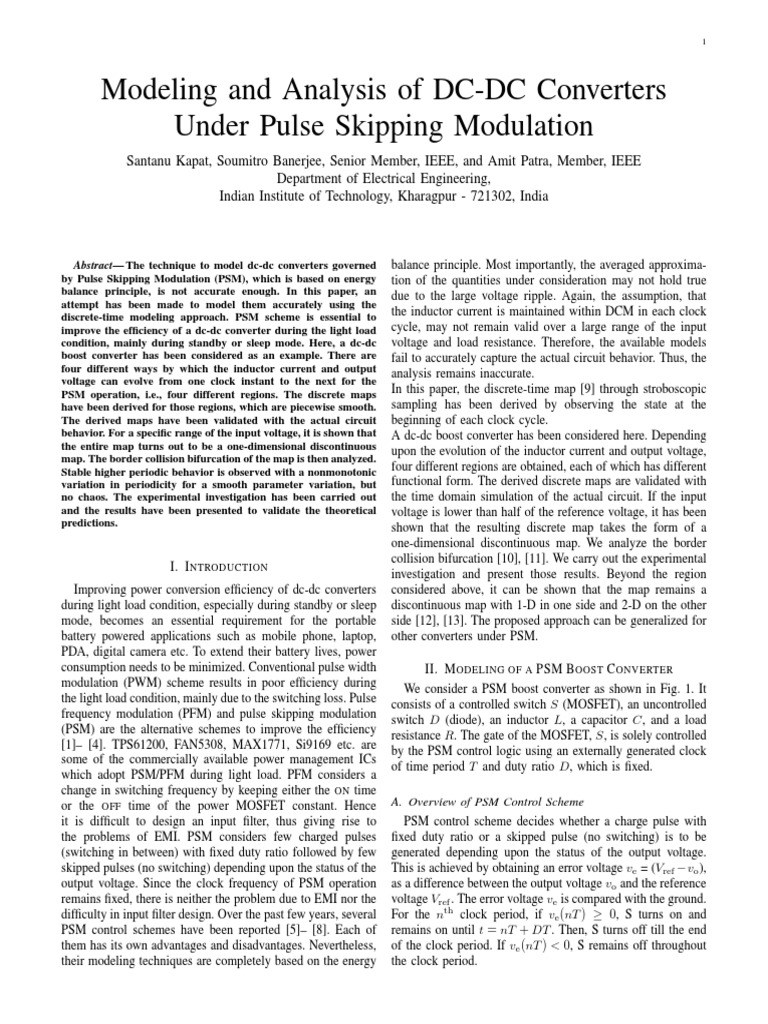 Modeling and Analysis of DC-DC Converters Under Pulse Skipping ...
