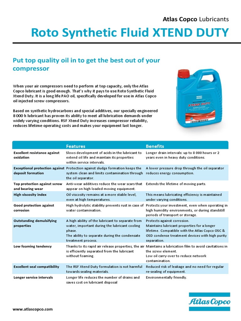 Data Sheet Roto Synthetic Fluid Xtend Duty en | PDF