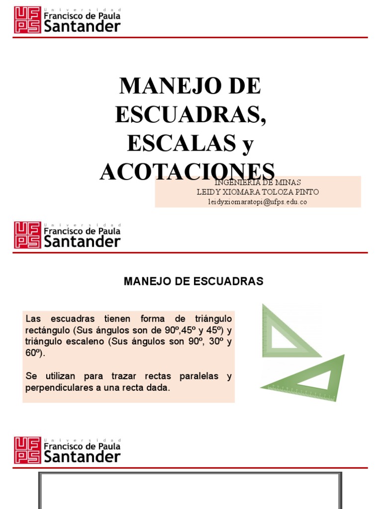 Manejo de Escuadras - Escalas - Acotación | PDF | Dibujo | Dibujo técnico