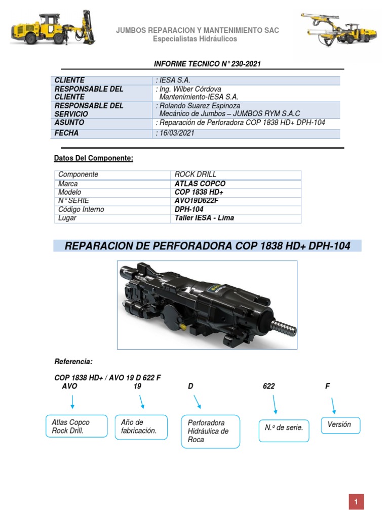 211-21 Reparacion Peforadora Cop 1838 HD+ DPH-104 | PDF | Engranaje ...