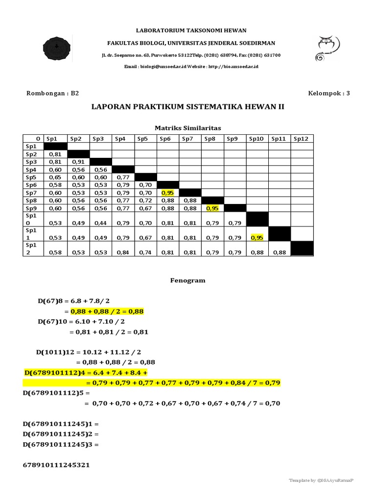 Matriks Similaritas - Fenogram - Laporan Sementara - SisHew II | PDF | Disability | Sports