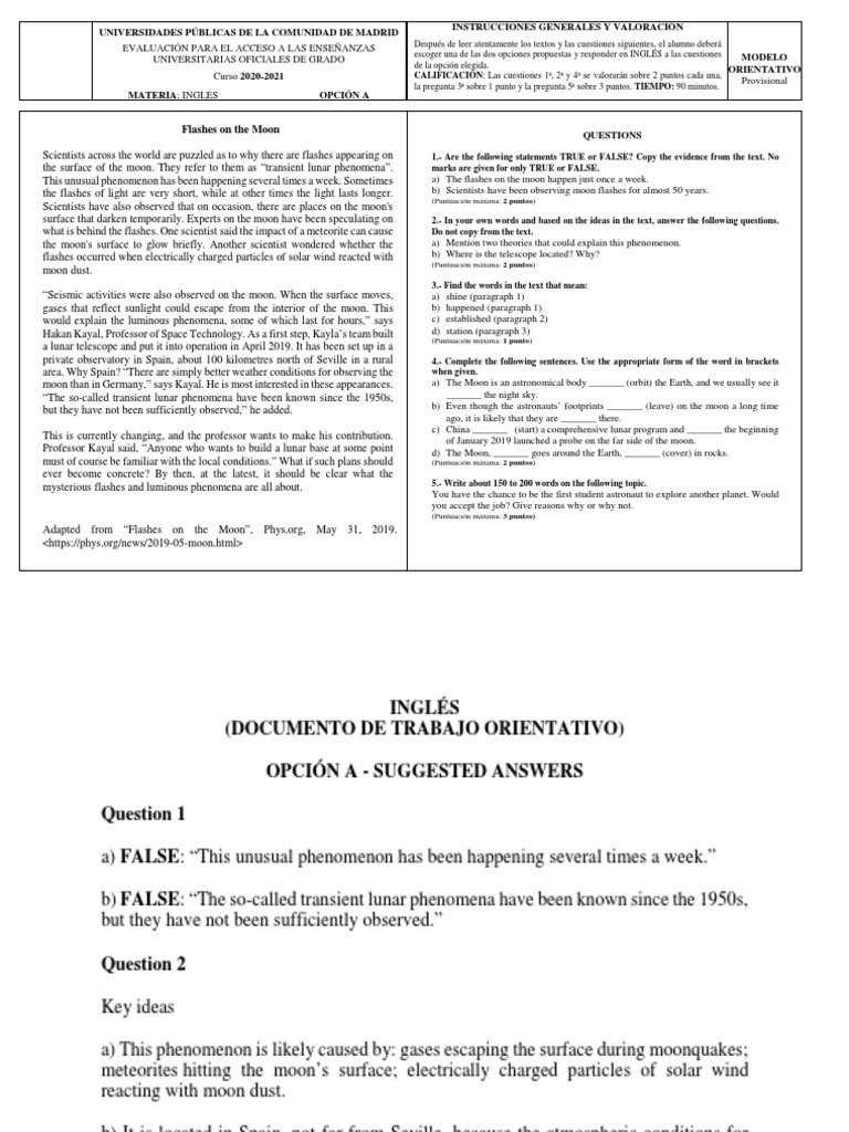 Ingles Evau Modelo21 | PDF | Moon | Stereotypes