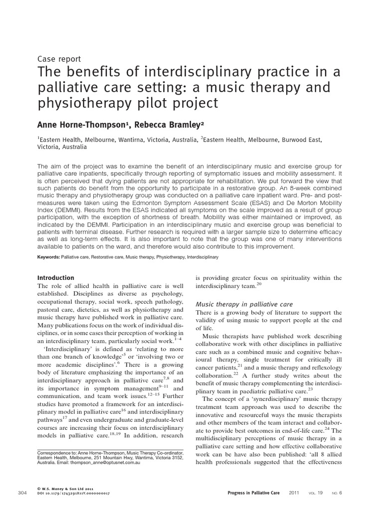 The Benefits of Interdisciplinary Practice in A Palliative Care Setting ...