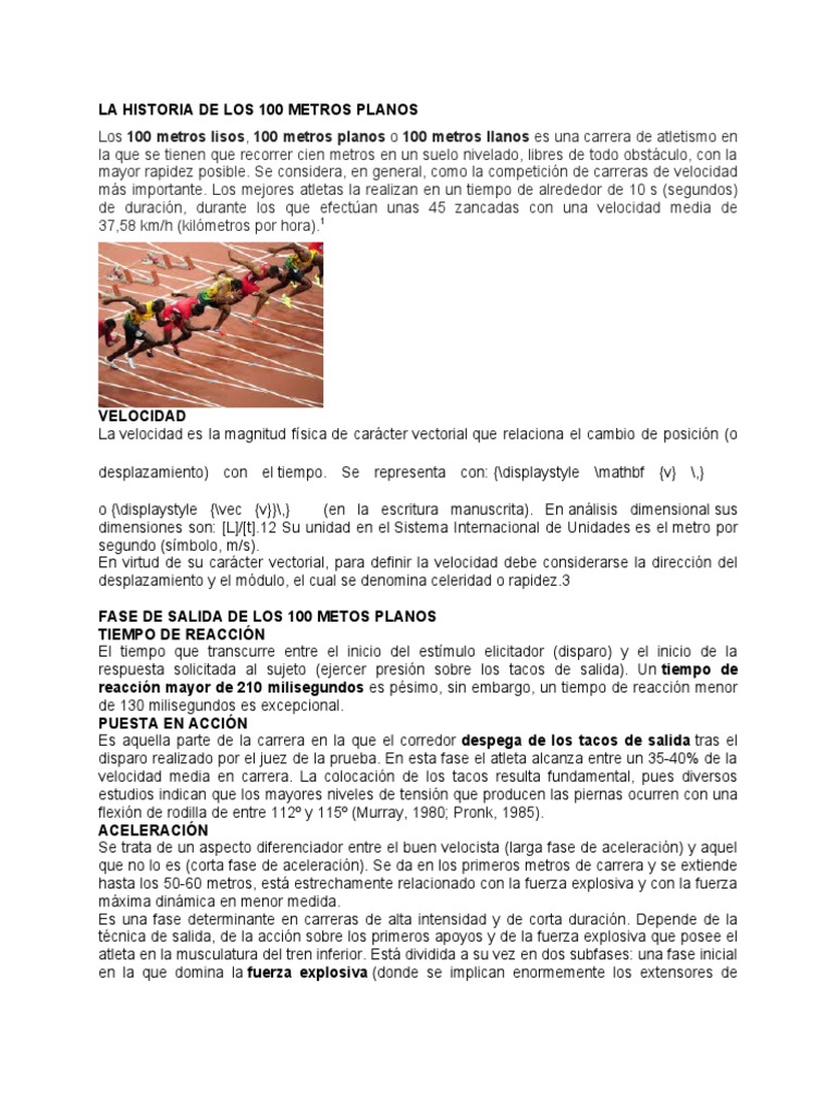 Historia de los 100 Metros Planos | PDF | Ciencia y matemáticas