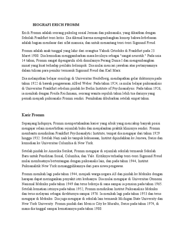 Biografi Erich Fromm | PDF