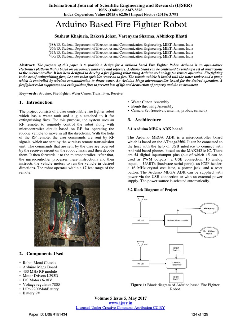 Arduino Based Fire Fighter Robot: Sushrut Khajuria, Rakesh Johar ...