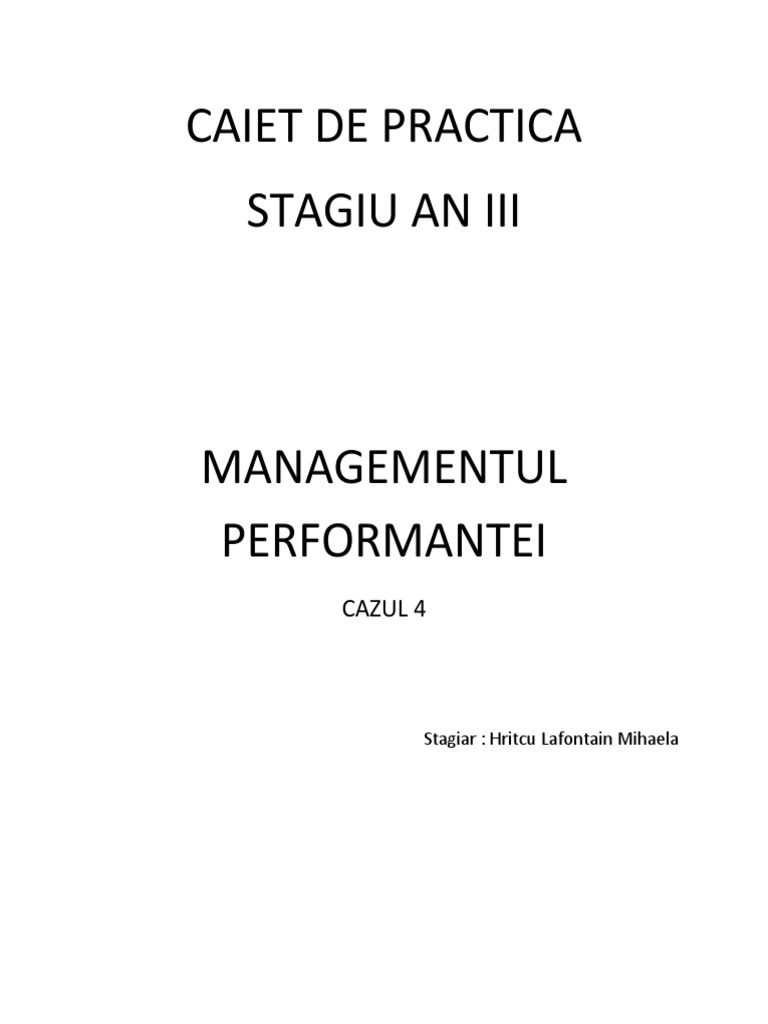 Proiect Managementul Performantei | PDF
