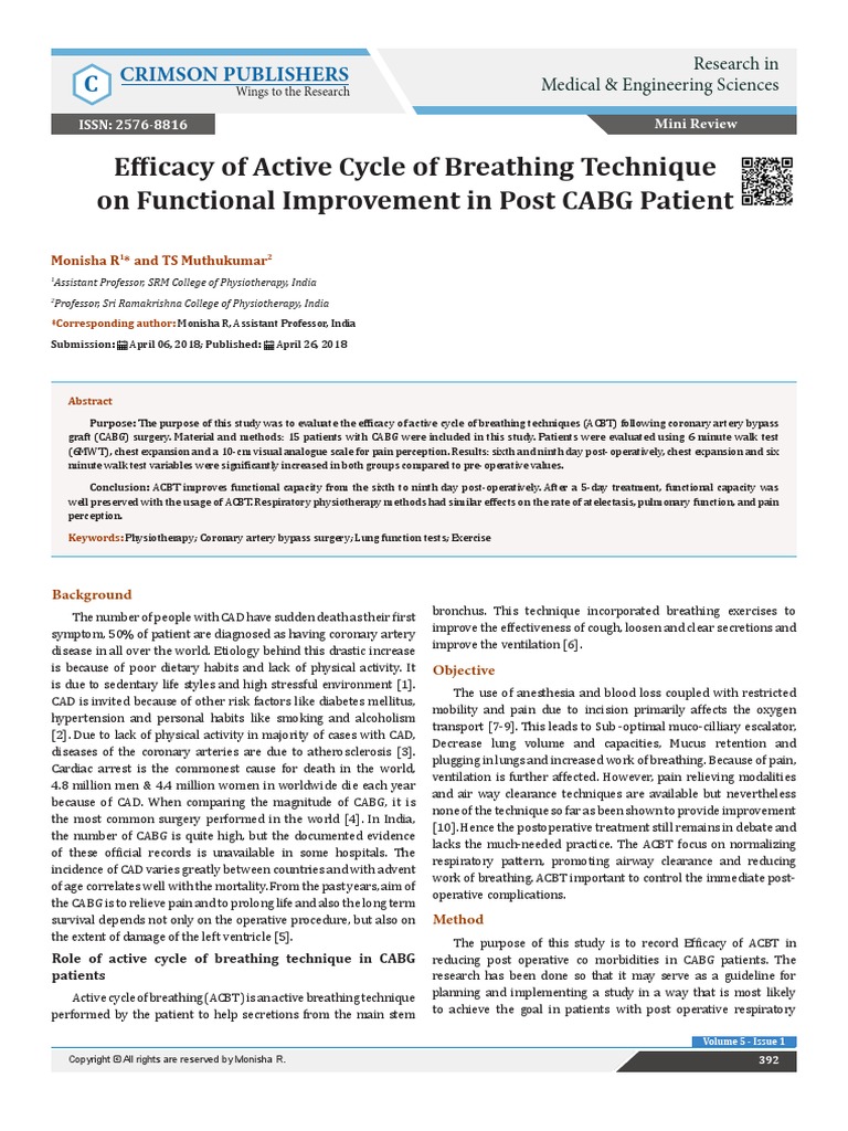 Jurnal 1 ACBT | Download Free PDF | Coronary Artery Bypass Surgery ...