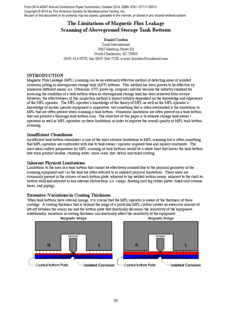 MFL Storage Tank Inspection Limitations | PDF | Nondestructive Testing ...