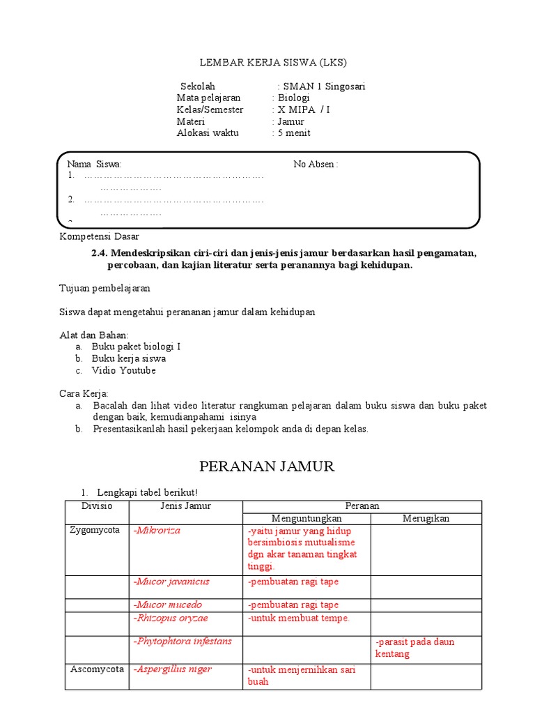 Peranan Jamur dalam Kehidupan Sehari-hari | PDF