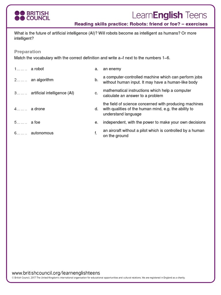 Robots Friend or Foe - Exercises | PDF | Artificial Intelligence ...