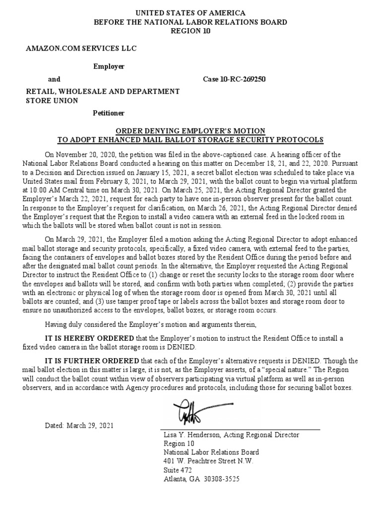 Amazon Request For Cameras To Monitor Ballot Count | PDF | Voting ...