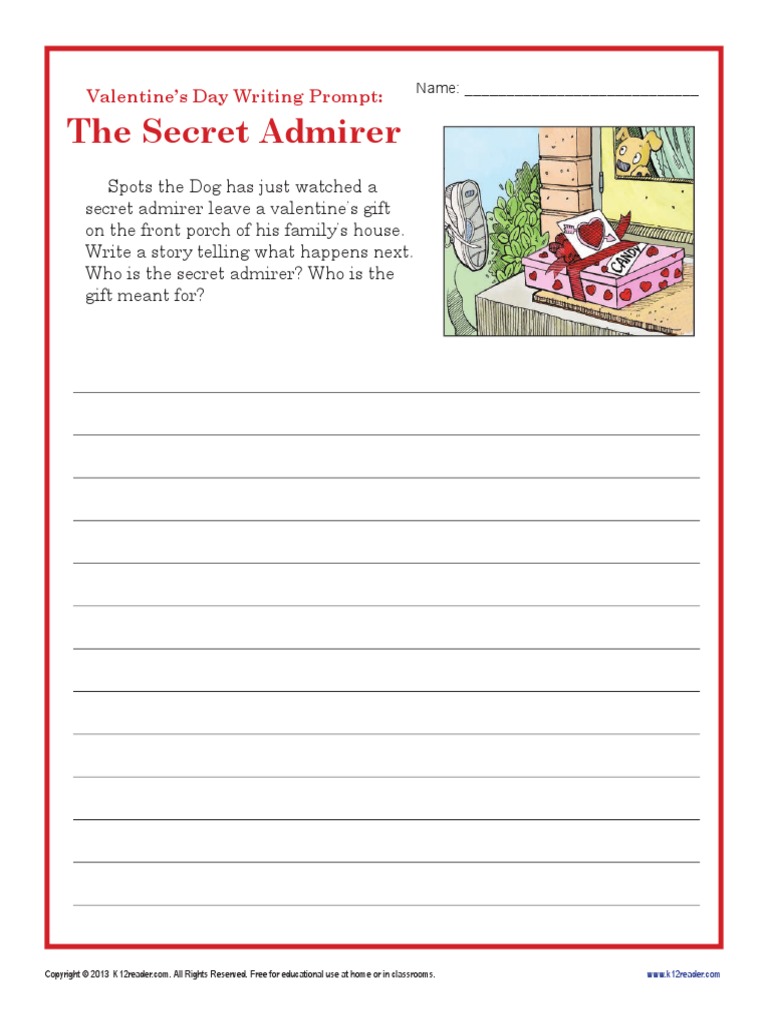 The Secret Admirer: Valentine's Day Writing Prompt | PDF