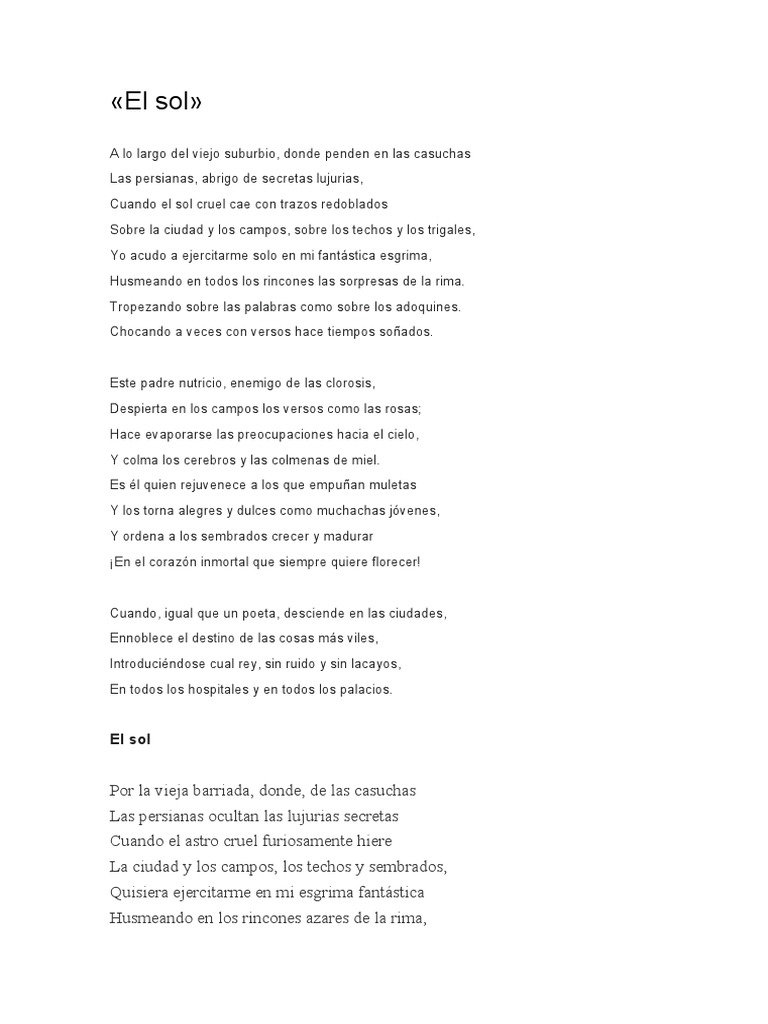 El Sol | PDF | Poesía