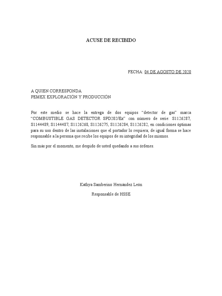 Acuse de Recibido | PDF