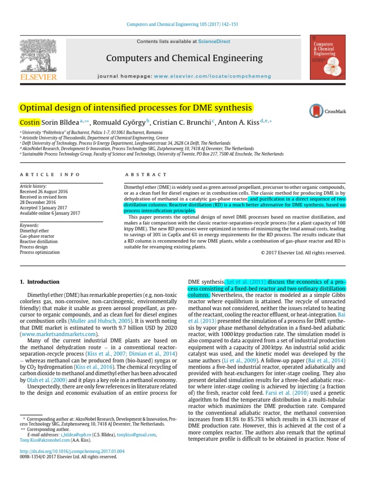 Bildea, 2017 | PDF | Distillation | Chemical Reactor