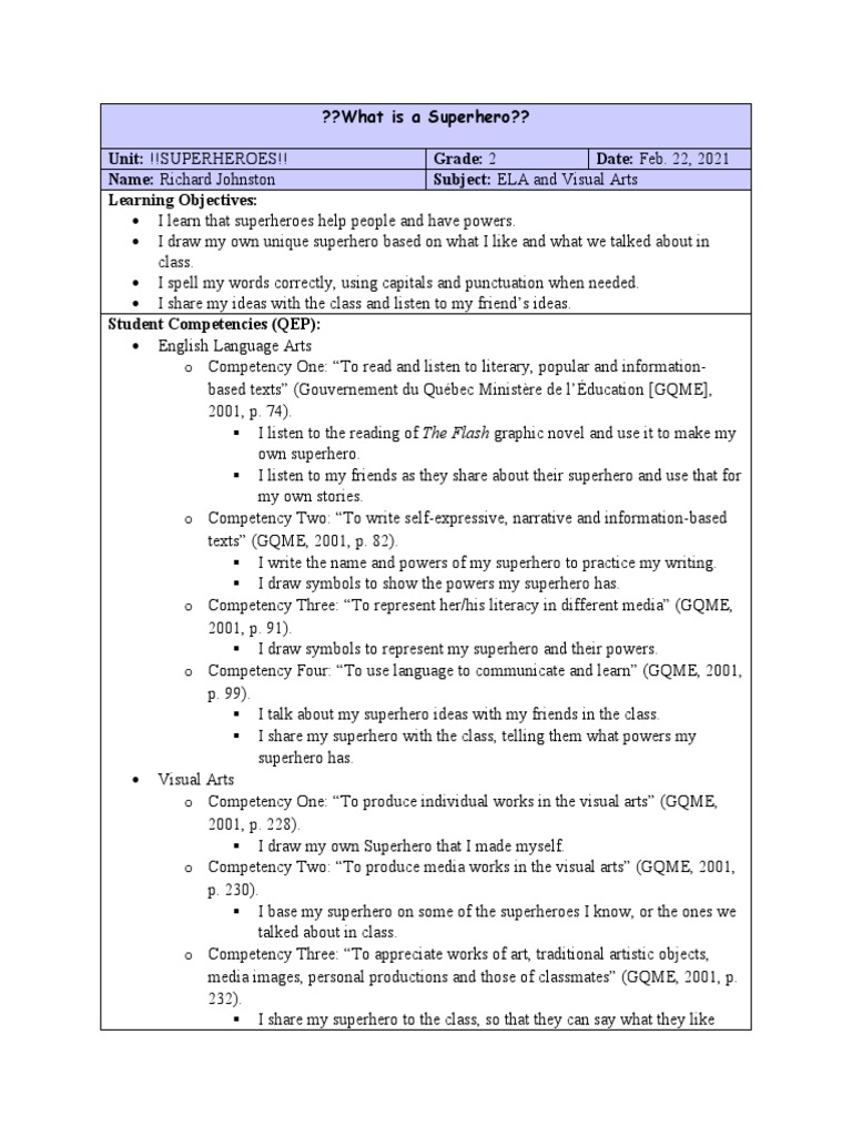 What Are Superheroes Lesson Plan 3 | PDF | Superheroes | Spider Man