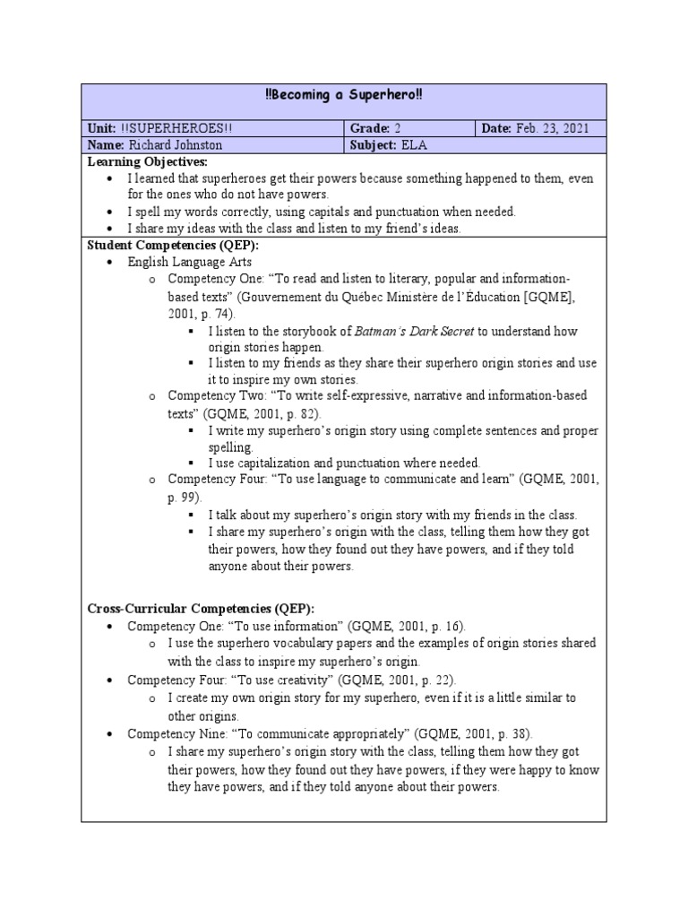 Origin Stories Lesson Plan 5 | PDF | Spider Man | Batman