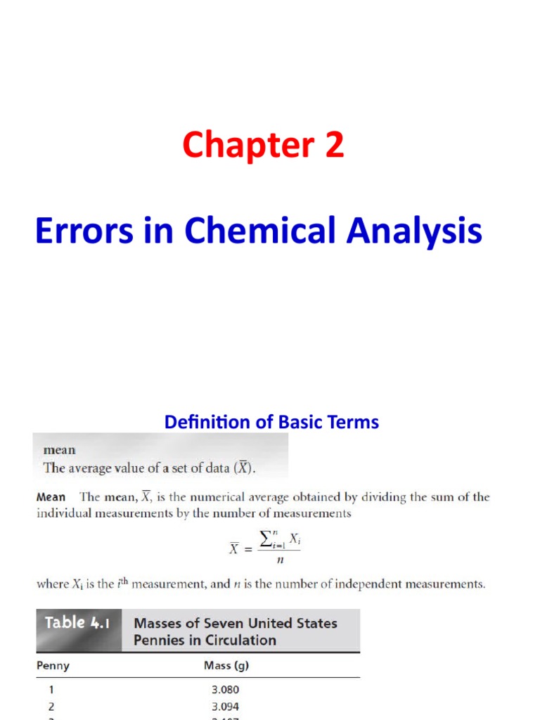 Errors in Chemical Analysis | PDF | Accuracy And Precision | Observational Error