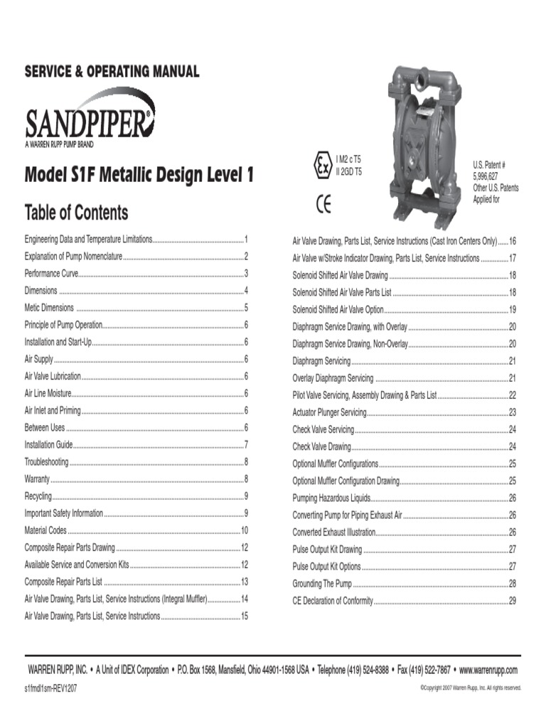 Model S1F Metallic Design Level 1: Service & Operating Manual | PDF ...
