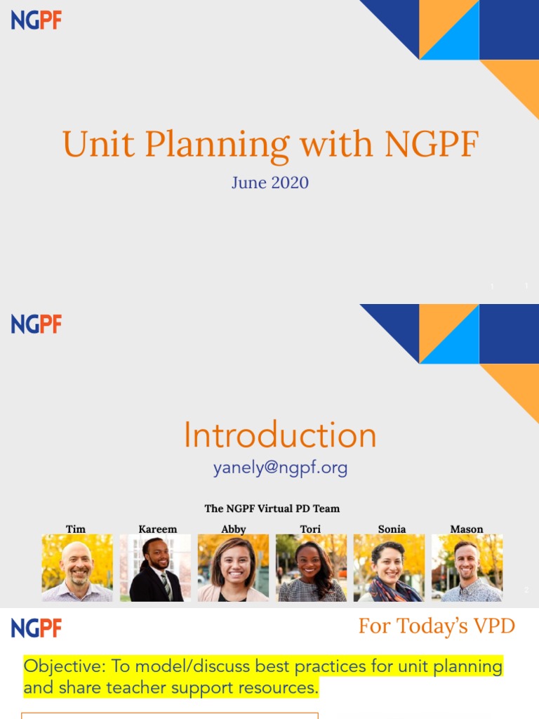 Beginner Series Unit Planning With NGPF | PDF