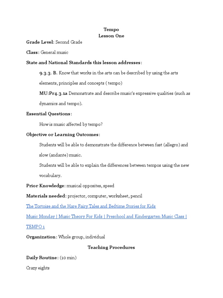 Tempo Unit Pdf Tempo Cognition