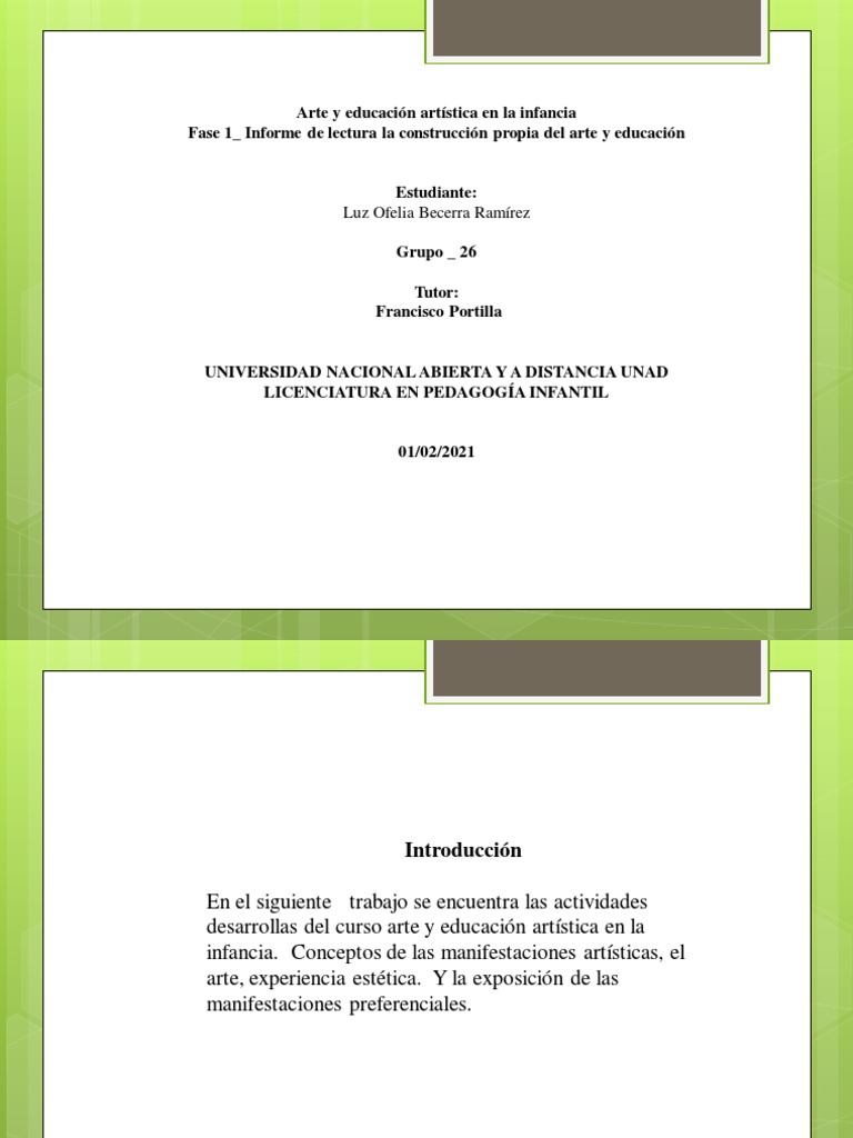 Fase 1 - Informe de La Lectura La Construccion Propia Del Arte y ... Fase 1 - Informe de La Lectura La Construccion Propia Del Arte y ...